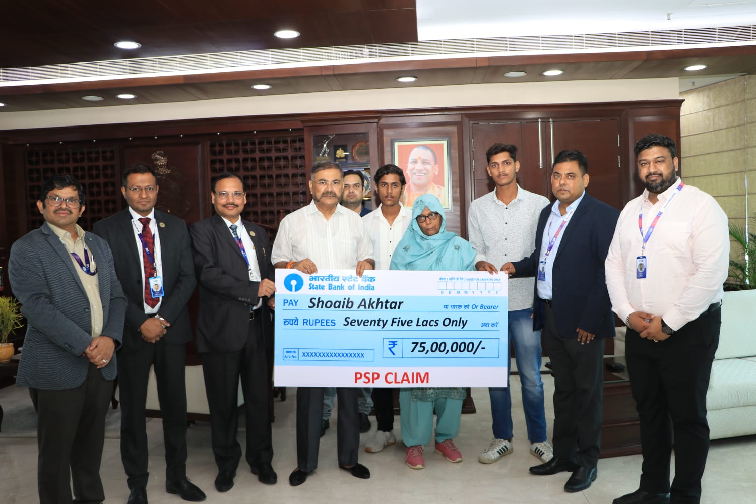 DGP Prashant Kumar, a cheque of Rs 75.00 lakh was presented to the ...